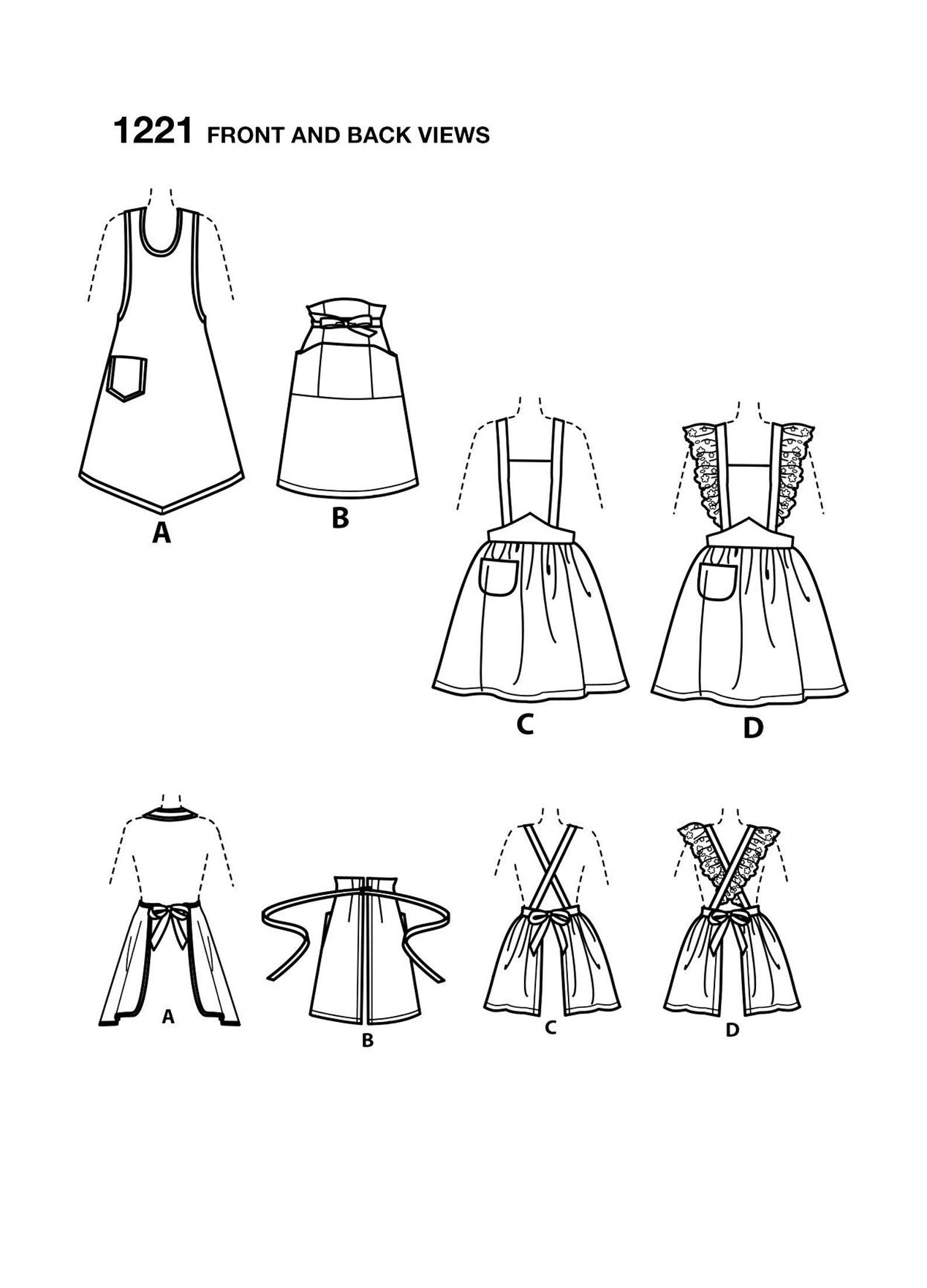 Simplicity 1221 Sewing Pattern Misses Vintage 1940s Reproduction Aprons ...