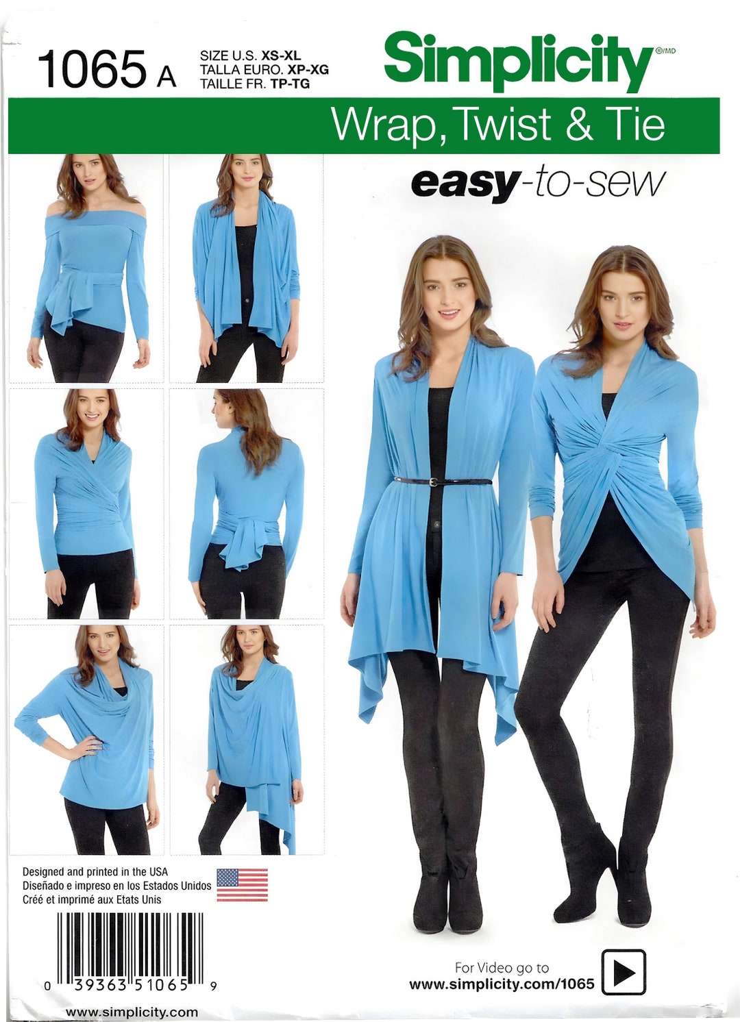 Simplicity 1065 Sewing Pattern for Misses Knit Wrap and Tie Cardigan ...