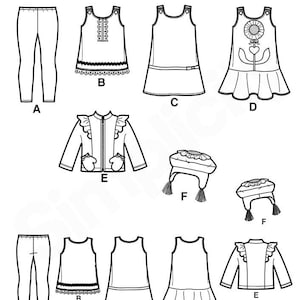 Simplicity 1724 Sewing Pattern Toddlers Jumper or Top Jacket Fleece Hat ...