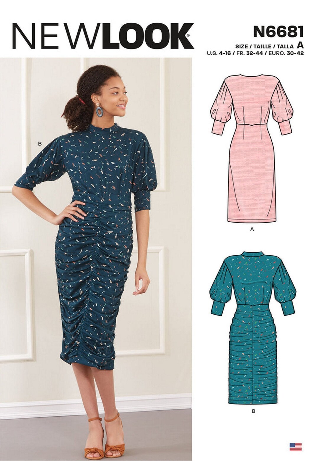 New Look N6681 Sewing Pattern Misses Dress With Ruching Detail and ...