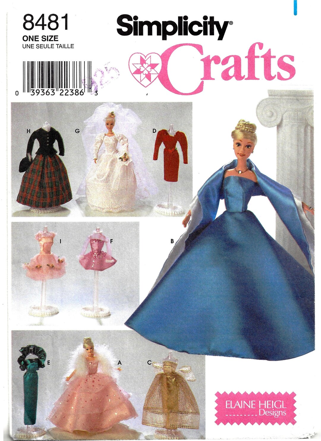 Simplicity 8481 Sewing Pattern for 11 1/2 Inch Fashion Dolls Gowns and Dresses for Barbie by ...