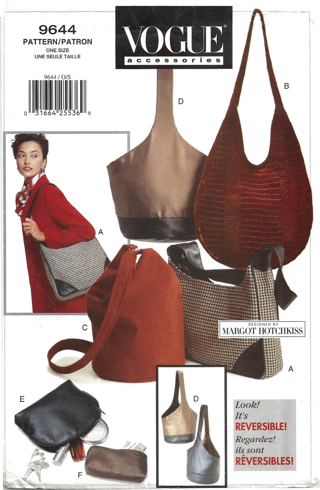 Vogue 9644 Sewing Pattern for Assorment of Six Handbags and Accessories ...