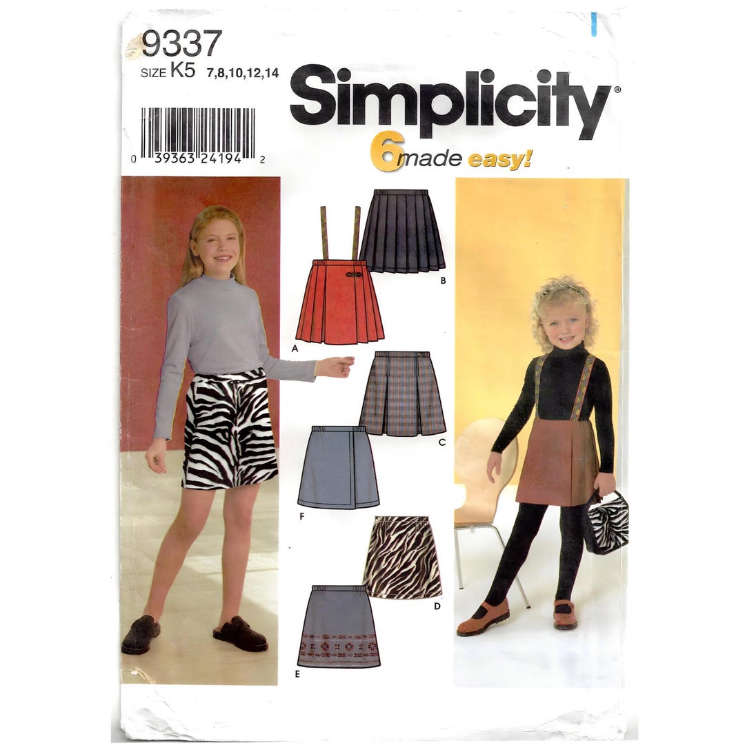 Simplicity 9337 Sewing Pattern for Girls Pull on Skirts With Suspenders ...