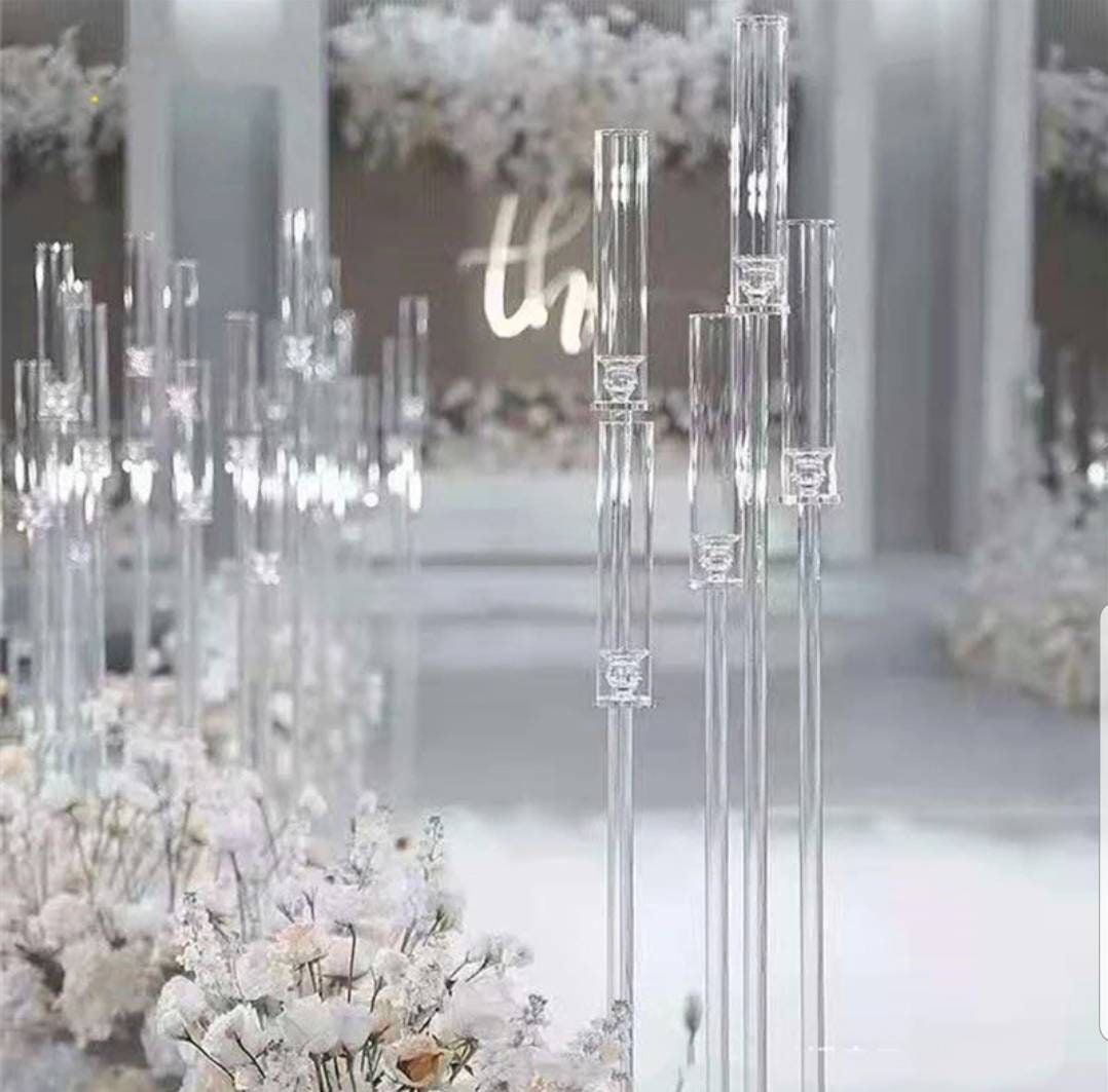 Acrylic Centerpiece Candelabra Clear Candle Holder Acrylic Candlesticks ...