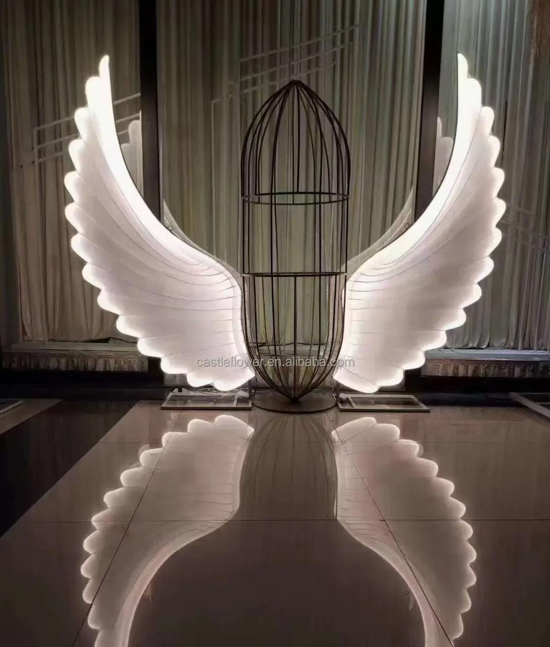 PAIR ANGEL WINGS Wedding Stage Metal Luminous Led Decorative Lights ...