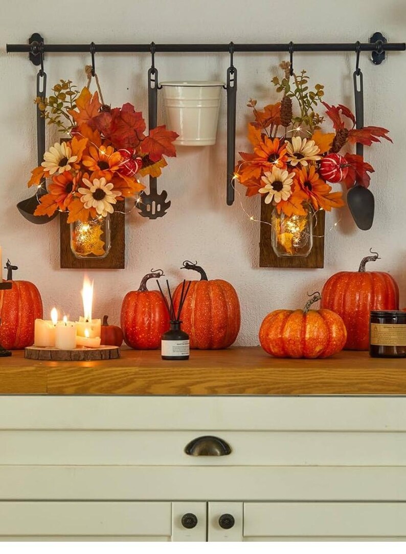 Fall Decorations for Home Mason Jar Sconces Set of 2 Home Decor Wall ...