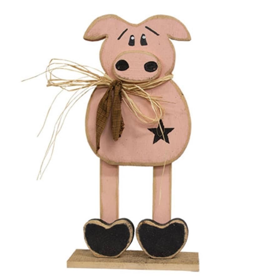 Rustic Wood Skinny Leg Pig on Base - Etsy