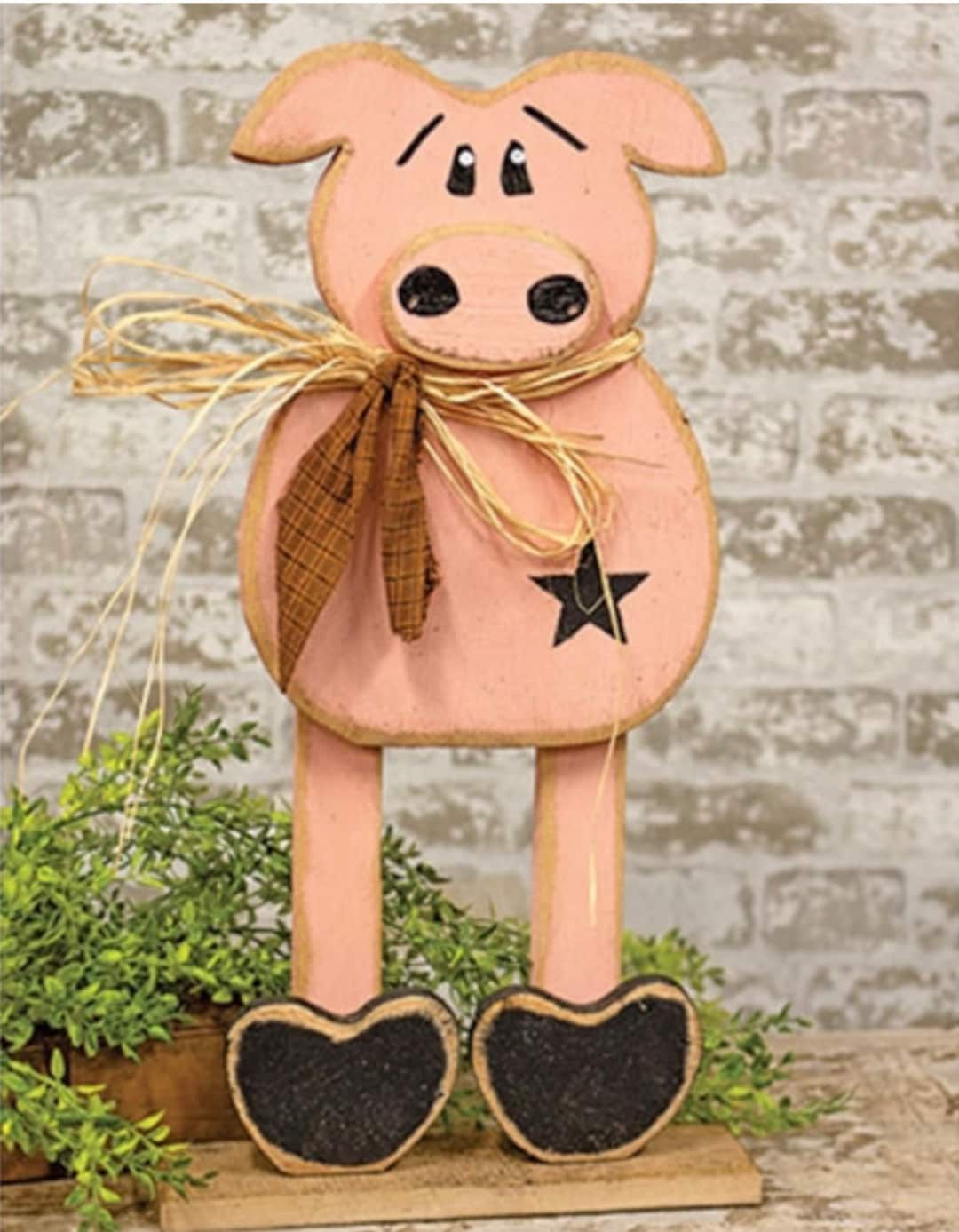 Rustic Wood Skinny Leg Pig on Base - Etsy