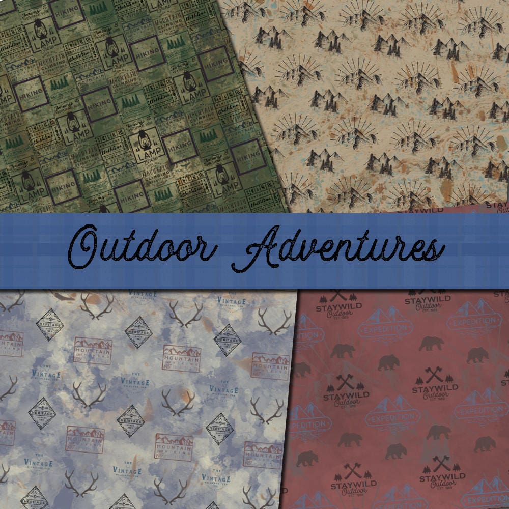 Outdoor Adventures Digital Paper Pack 12x12 High-res - Etsy