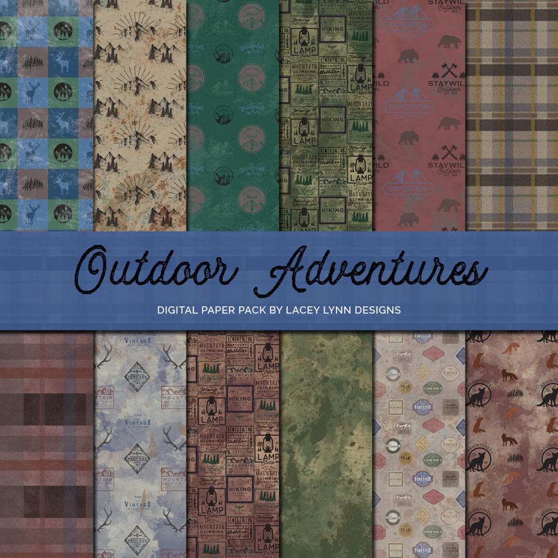 Outdoor Adventures | Digital Paper Pack | 12x12" High-res Images ...