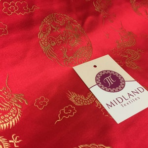 Traditional Oriental Gold Dragon Silk Satin Brocade 45" Wide M60 Mtex ...