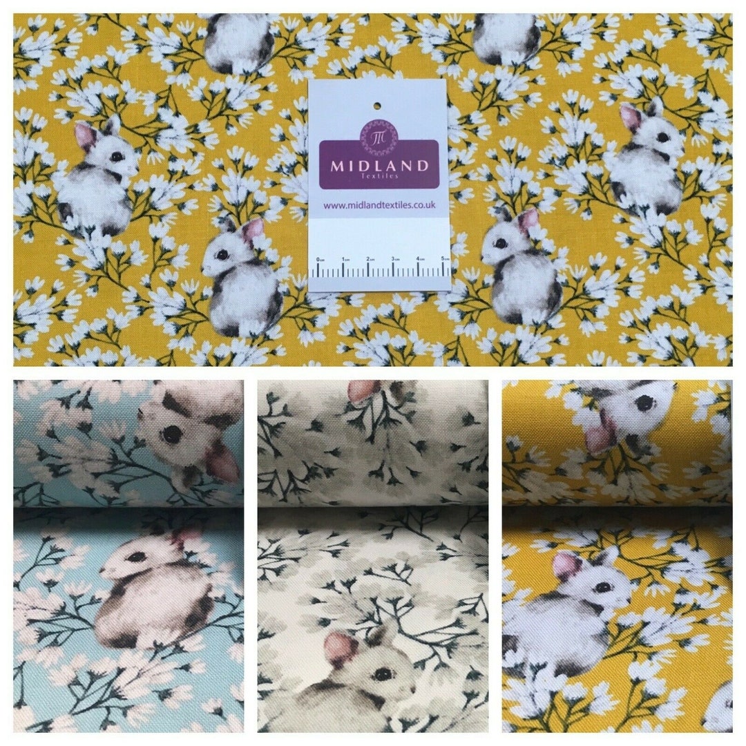 Bunny Rabbit Printed Korean 100% Cotton Patchwork Craft Mask Fabric ...