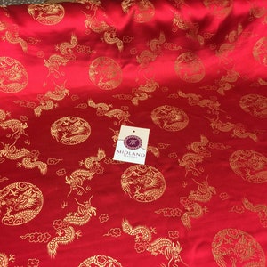 Traditional Oriental Gold Dragon Silk Satin Brocade 45" Wide M60 Mtex ...