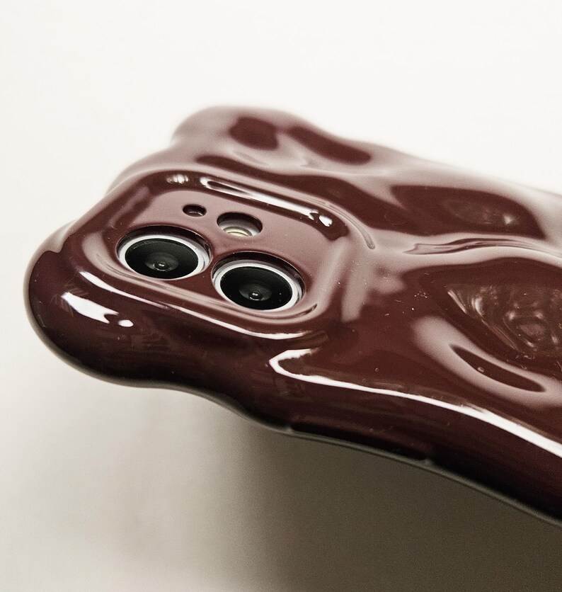 Burgundy Wavy Bubble Phone Case - Autumn Style, iPhone 16 Pro Max, Wavy ...