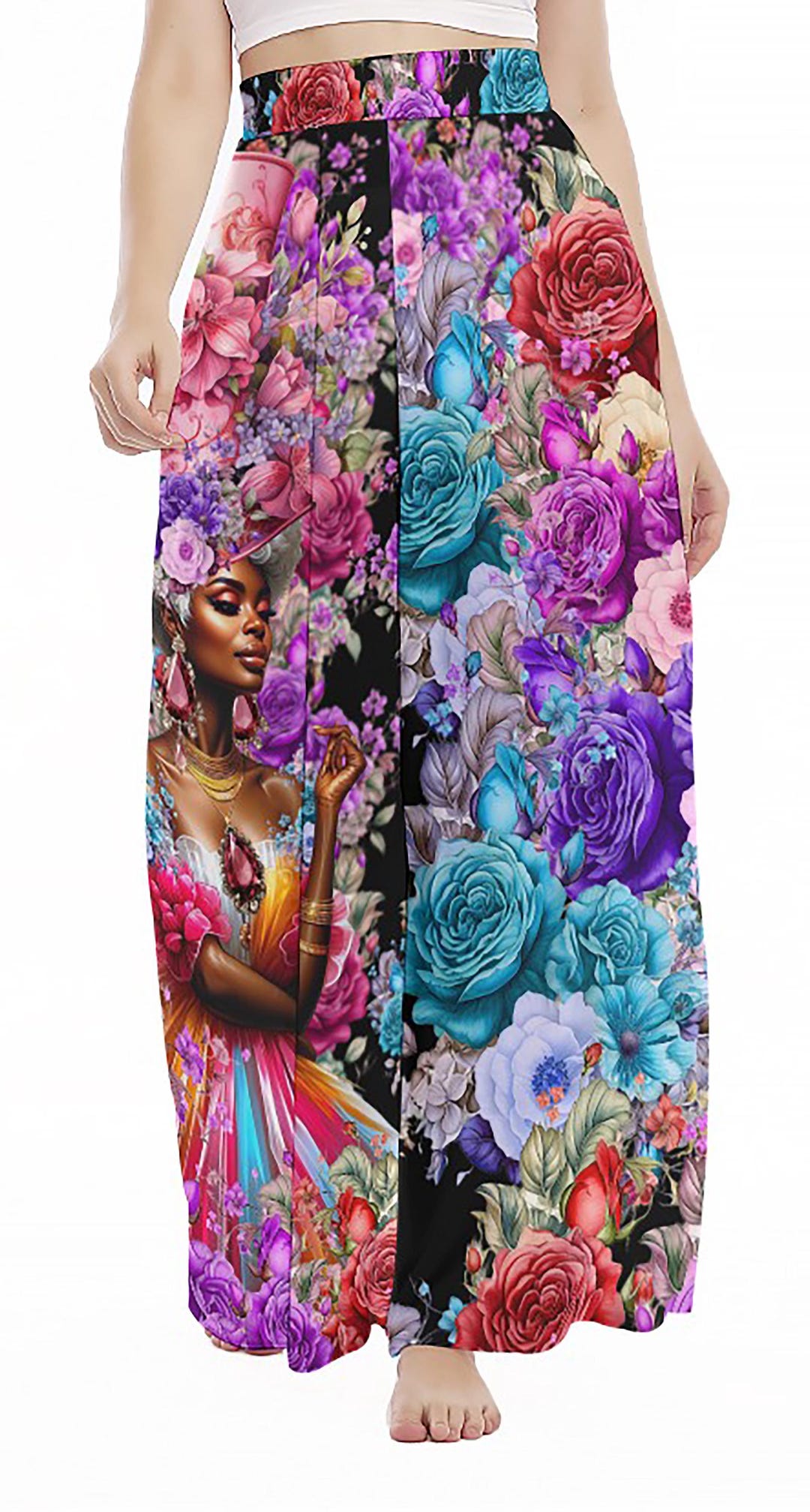 Women High Waist Wide Leg Pants Fancy Pants Gorgeous Pants Floral Pants ...