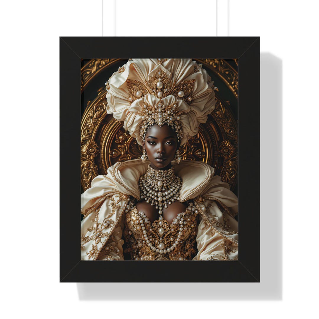 Regal African Queen Framed Vertical Poster Gold Baroque Portrait Home ...