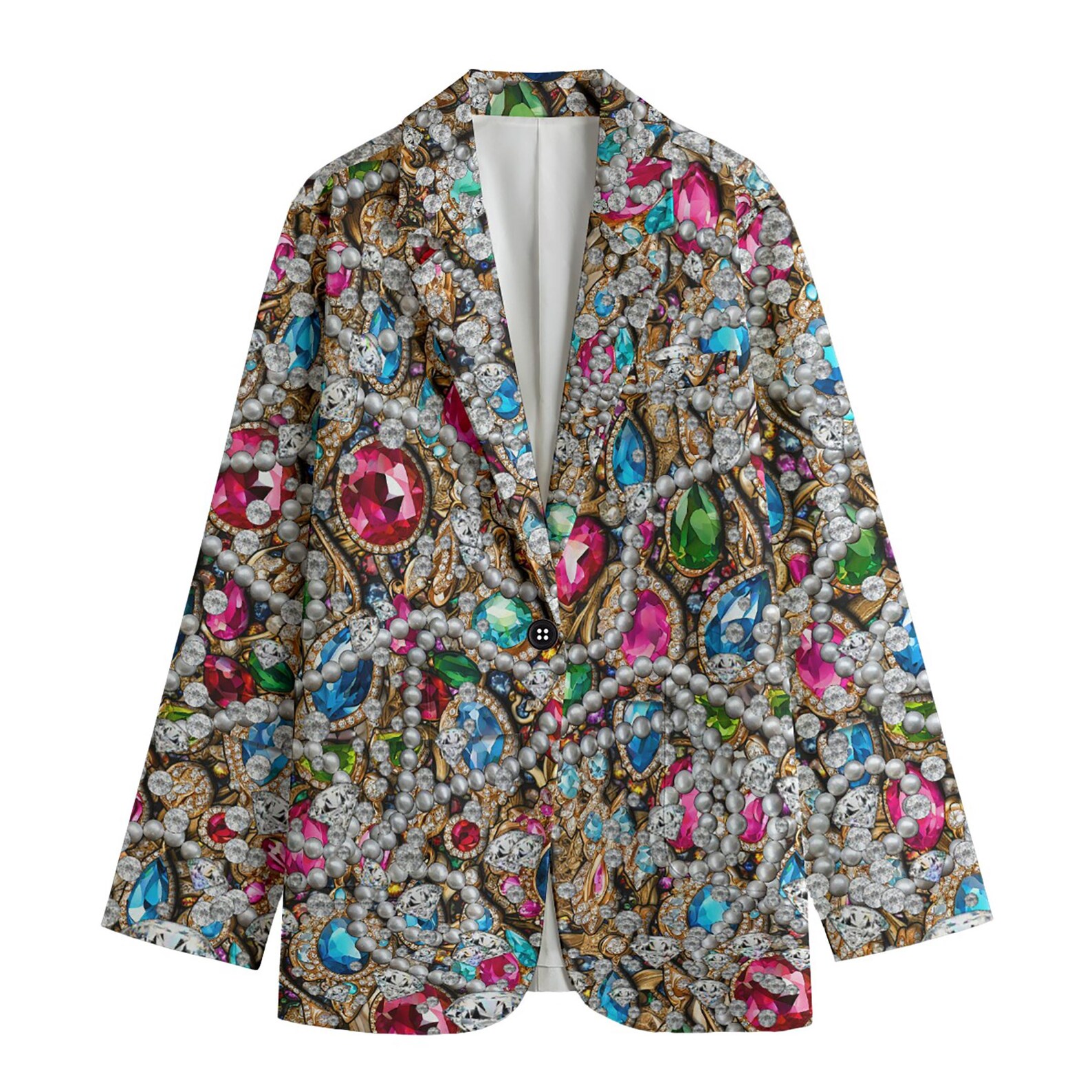 Women Jeweled Blazer Crystal Print Blazer Fashion Statement Piece ...