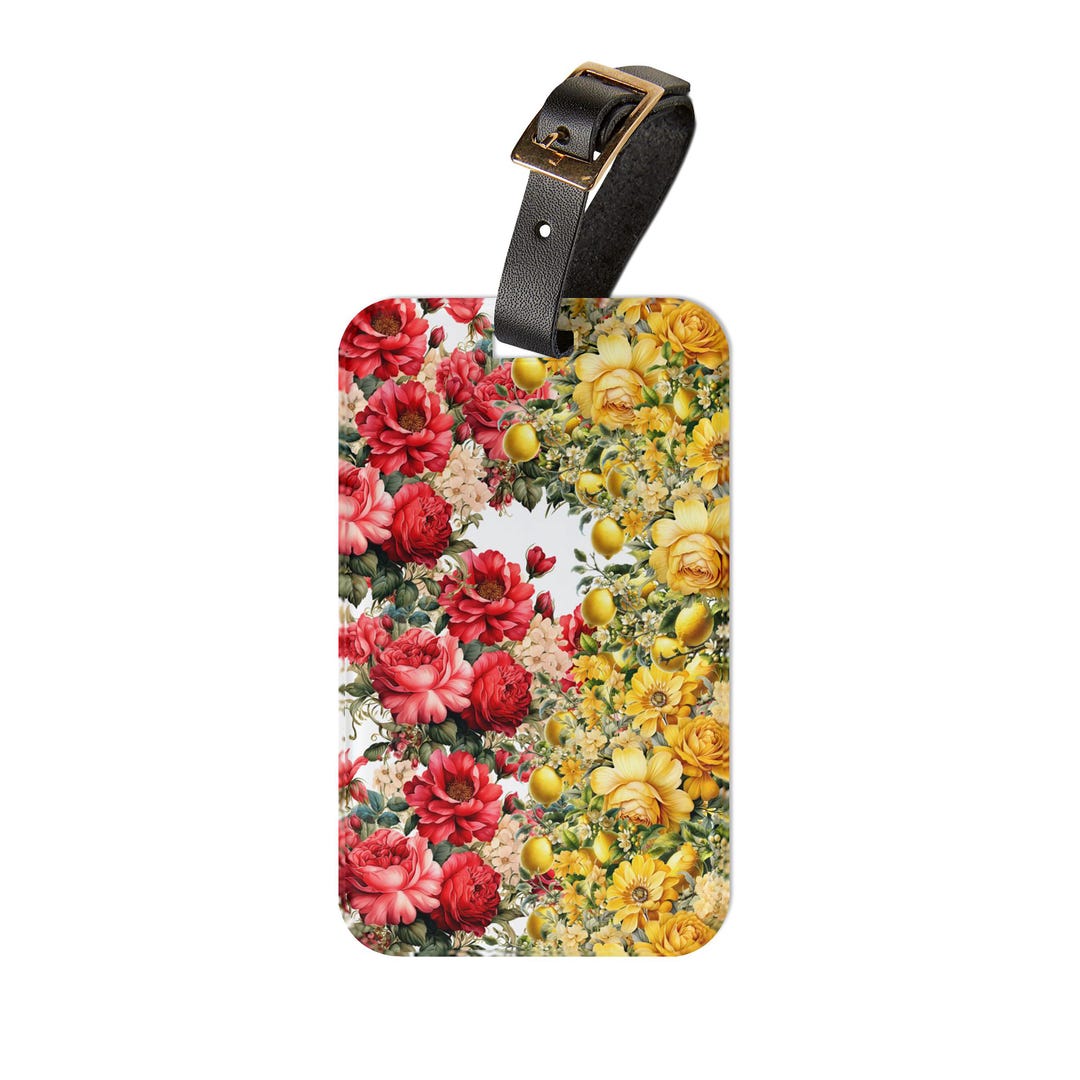 Red & Lemon Rose Floral Luggage Tag Carry on Luggage Tag Rose Floral ...