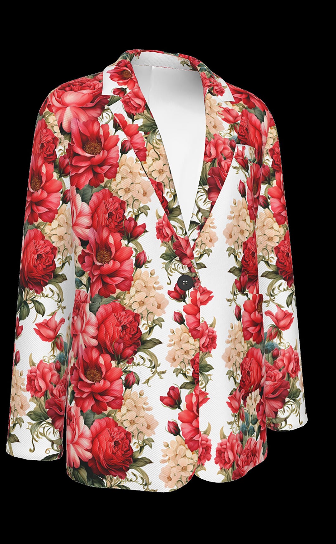 Women Red Rose Floral Blazer Fashion Statement Blazer Unique Flower ...