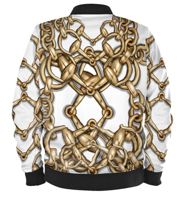 Men Women High Quality Bomber Jacket With Jacquard Horsebit Chain Savoy ...