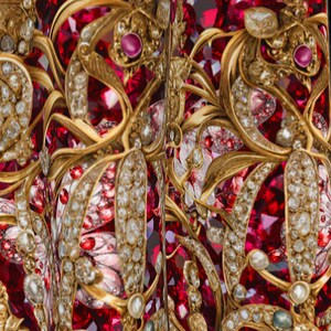 Red Gems Women High Waist Wide Leg Pants Butterfly Gemstone Extreme ...