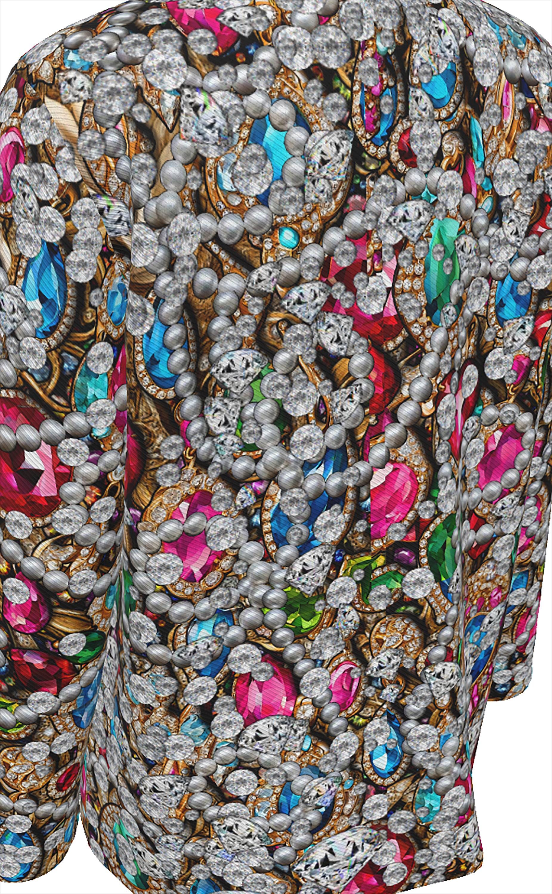 Women Jeweled Blazer Crystal Print Blazer Fashion Statement Piece ...