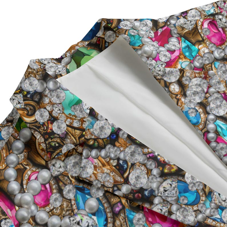 Women Jeweled Blazer Crystal Print Blazer Fashion Statement Piece ...