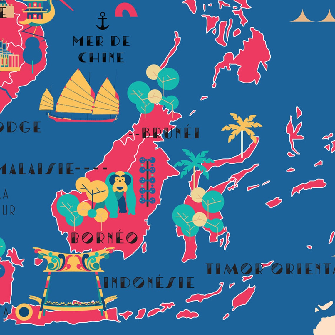 Asia Pop Map Asia Map World Map | Etsy