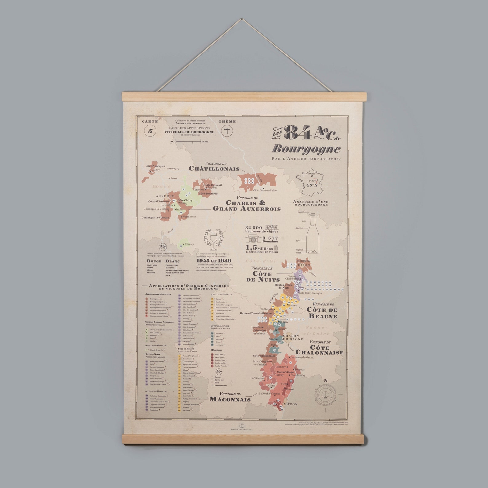 Vines Map of France, Map of French Vineyards, Old School Map, Vineyards ...