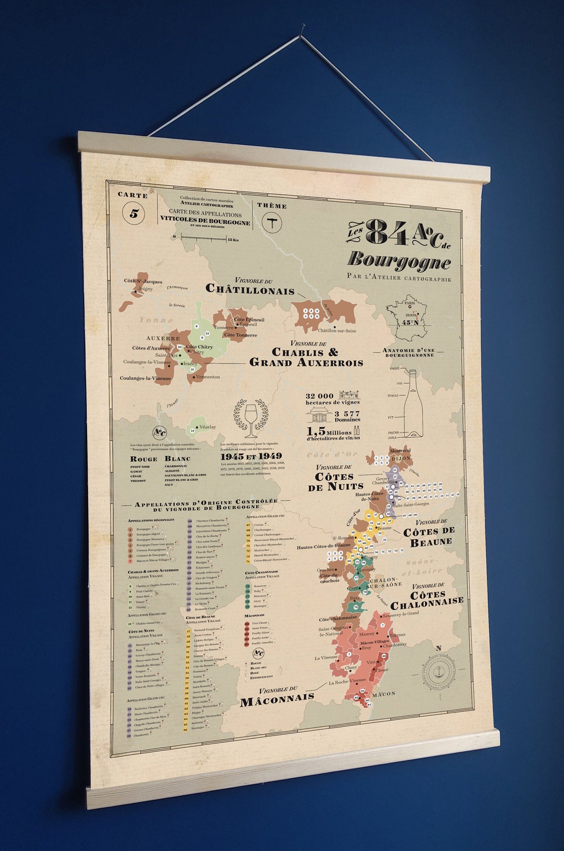 Vines Map of France Map of French Vineyards Old School Map - Etsy