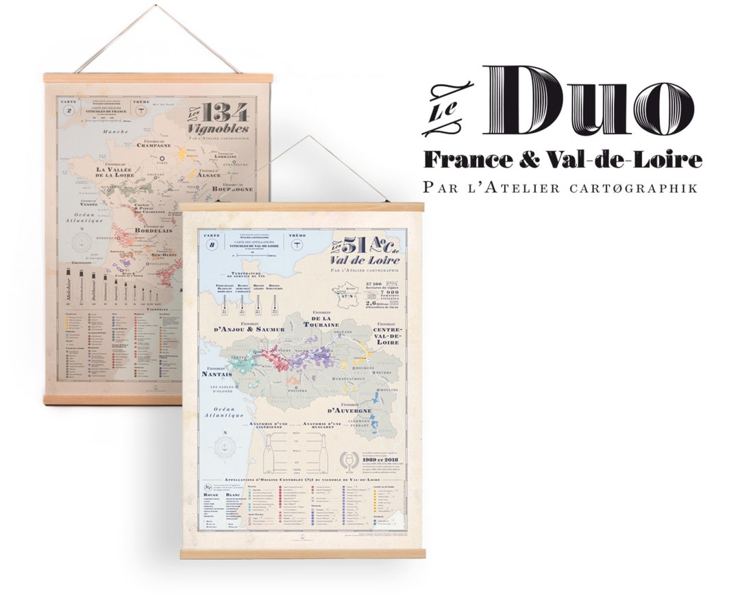 Duo Map of France & Val-de-loire - Etsy