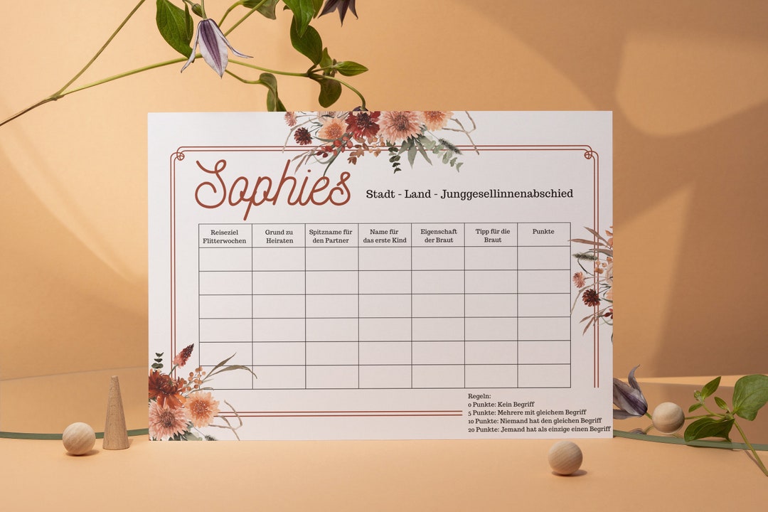 JGA Party Spiel Stadt Land Fluss zum personalisieren und runterladen in ...