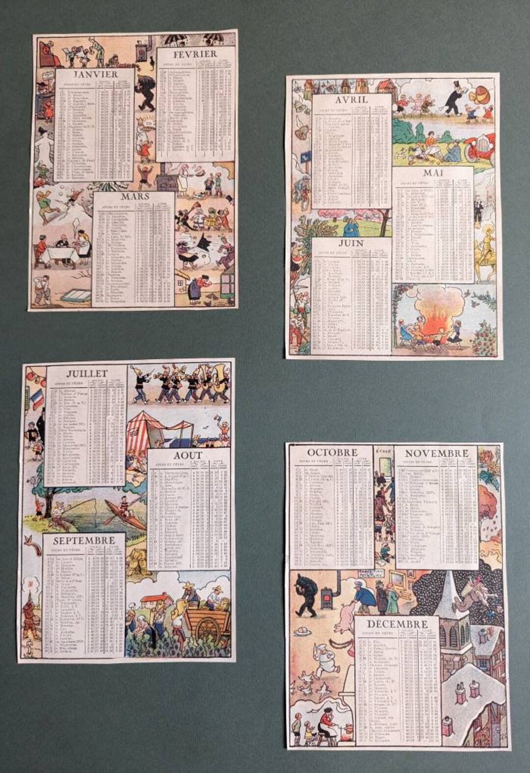 Vintage French Ephemera Calendars From French Newspaper 1930s Perfect ...