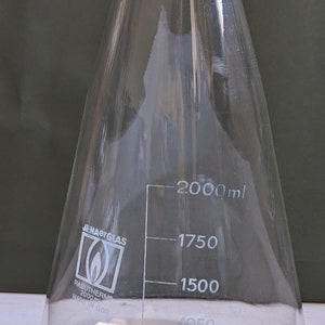 Vintage Jena Glas Rasotherm 2000ml GDR Conical Flask Chemical Chemistry ...