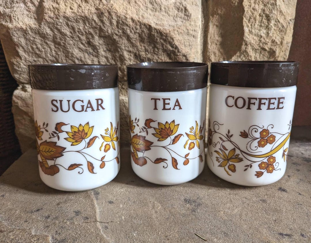 Vintage Italian Milk Glass Kitchen Canisters: Cerve Parma per Alimenti ...