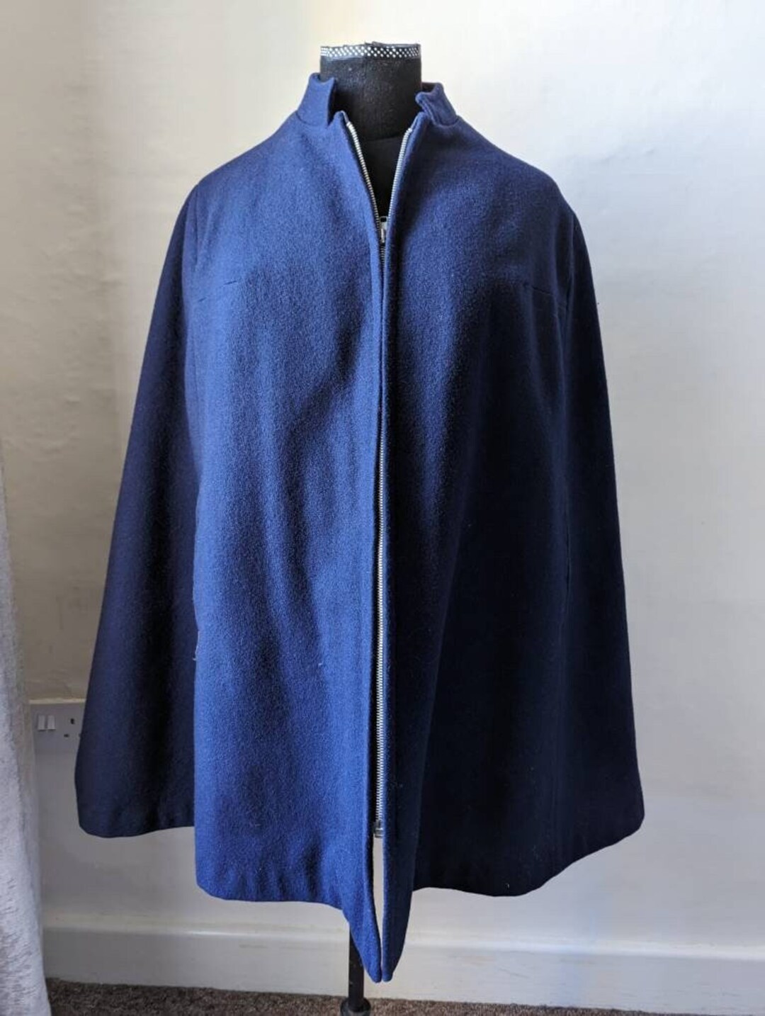 Vintage Richard Shops Ladies Navy Blue Cape Coat Fully Lined Approx ...