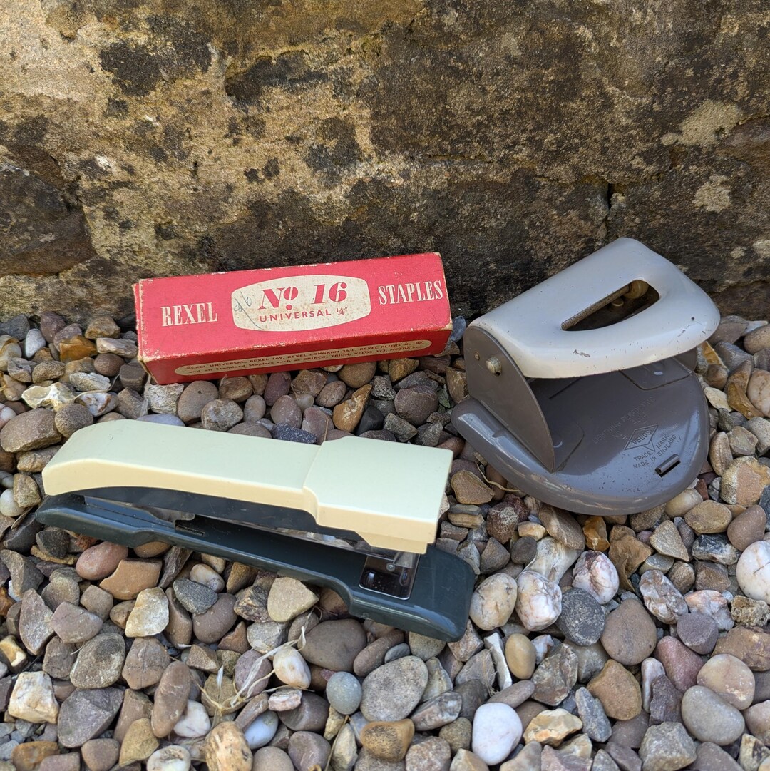 Vintage Office Set Rexel Stapler and Staples Plus Velos Hole Punch ...