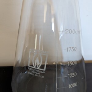 Vintage Jena Glas Rasotherm 2000ml GDR Conical Flask Chemical Chemistry ...
