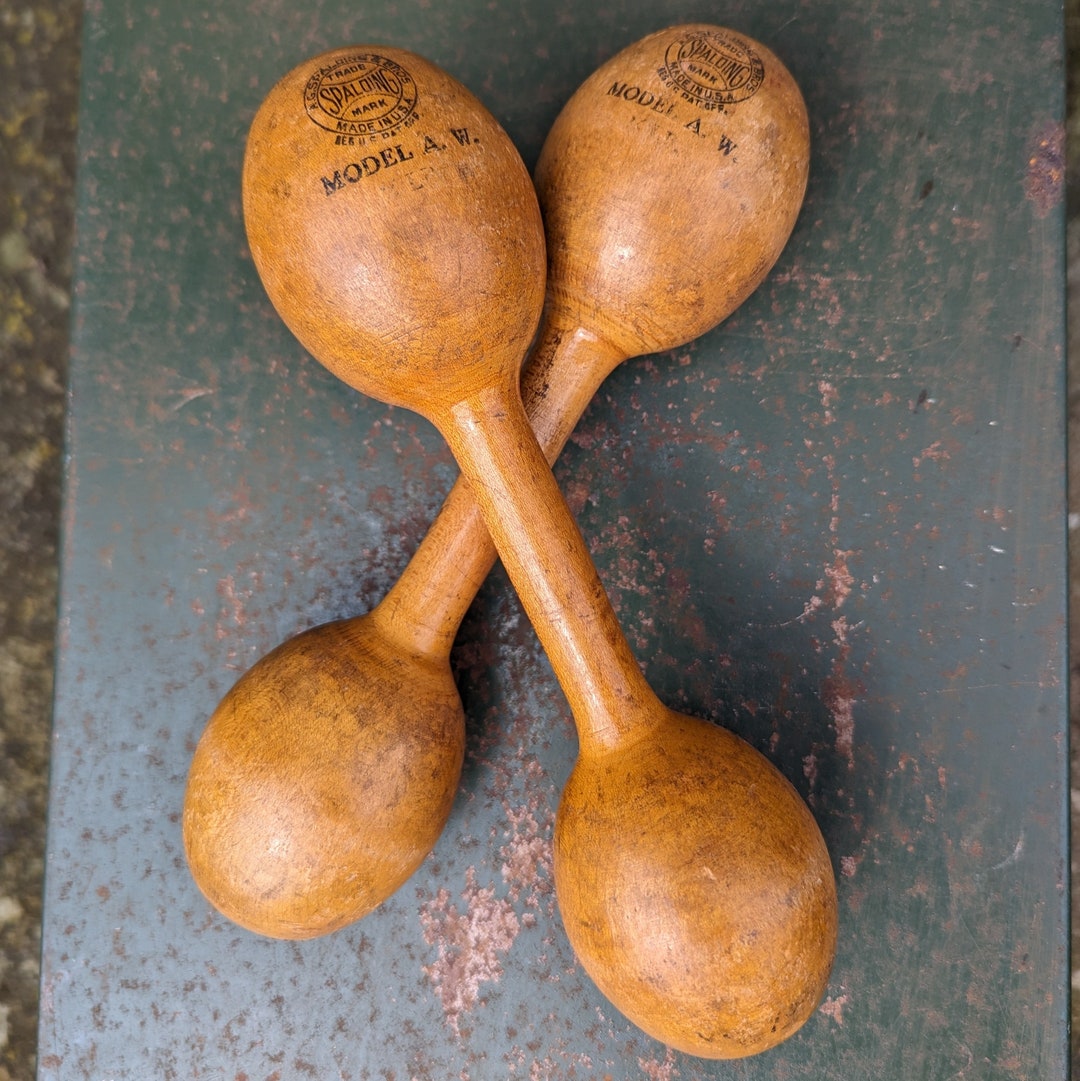 Pair Spalding Wooden Dumbbells 1910s-1920s Gym Decor Gym Gift Fitness ...