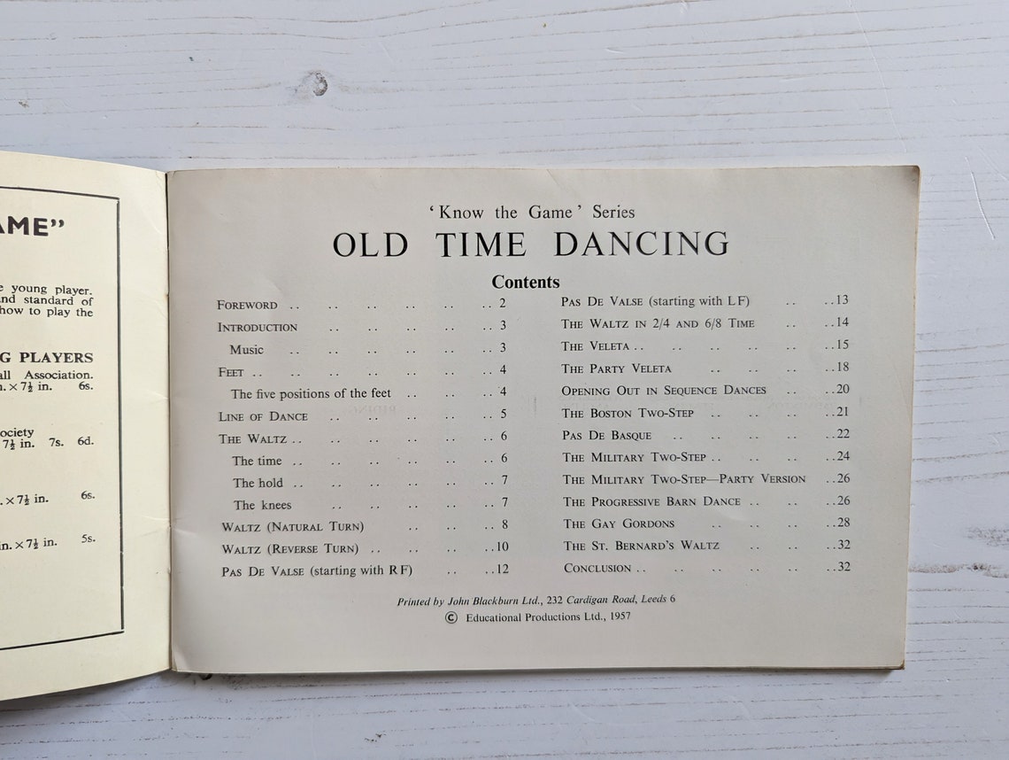 Vintage 1957 Know the Game Old Time Dancing in Association With the ...