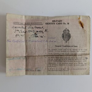 Soldier Military Identity Card Letter Registration Card 1946 Wartime ...