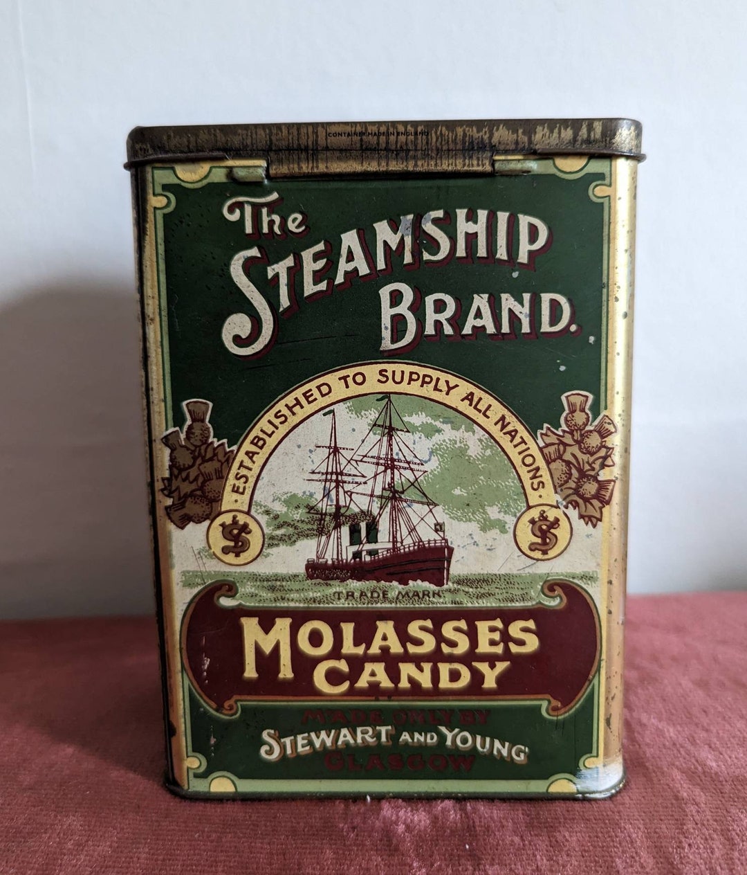 Vintage Antique the Steamship Brand Molasses Candy Tin Souvenir ...