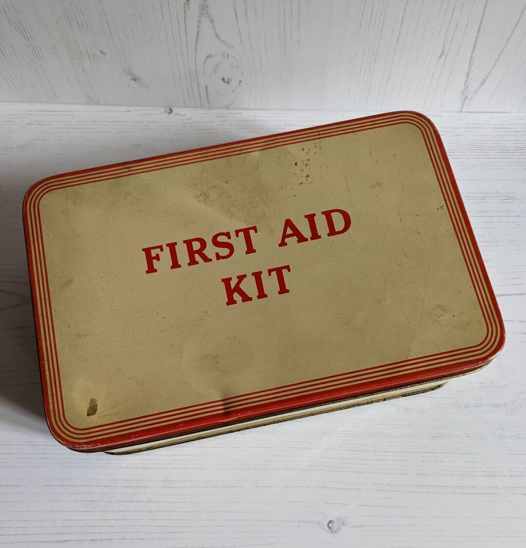 Vintage 1960s First Aid Tin With Handbook of First Aid Collectible - Etsy