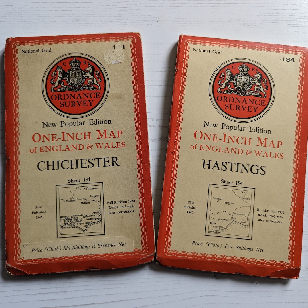 Ordnance Survey One-inch Map of England & Wales Cloth Maps Hastings ...