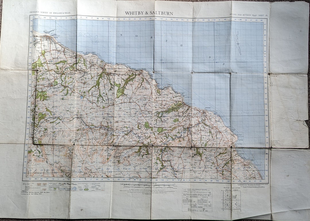 1941 War Office Map: England, Whitby & Saltburn Cloth Map - Etsy