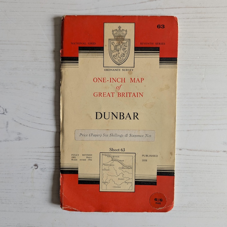 1963 Ordnance Survey One-inch Paper Map Dunbar Vintage - Etsy