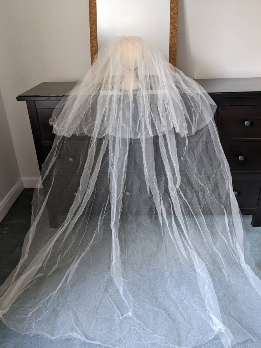 Vintage 1962 White Mesh Wedding Veil With Diamante Headband in Original ...