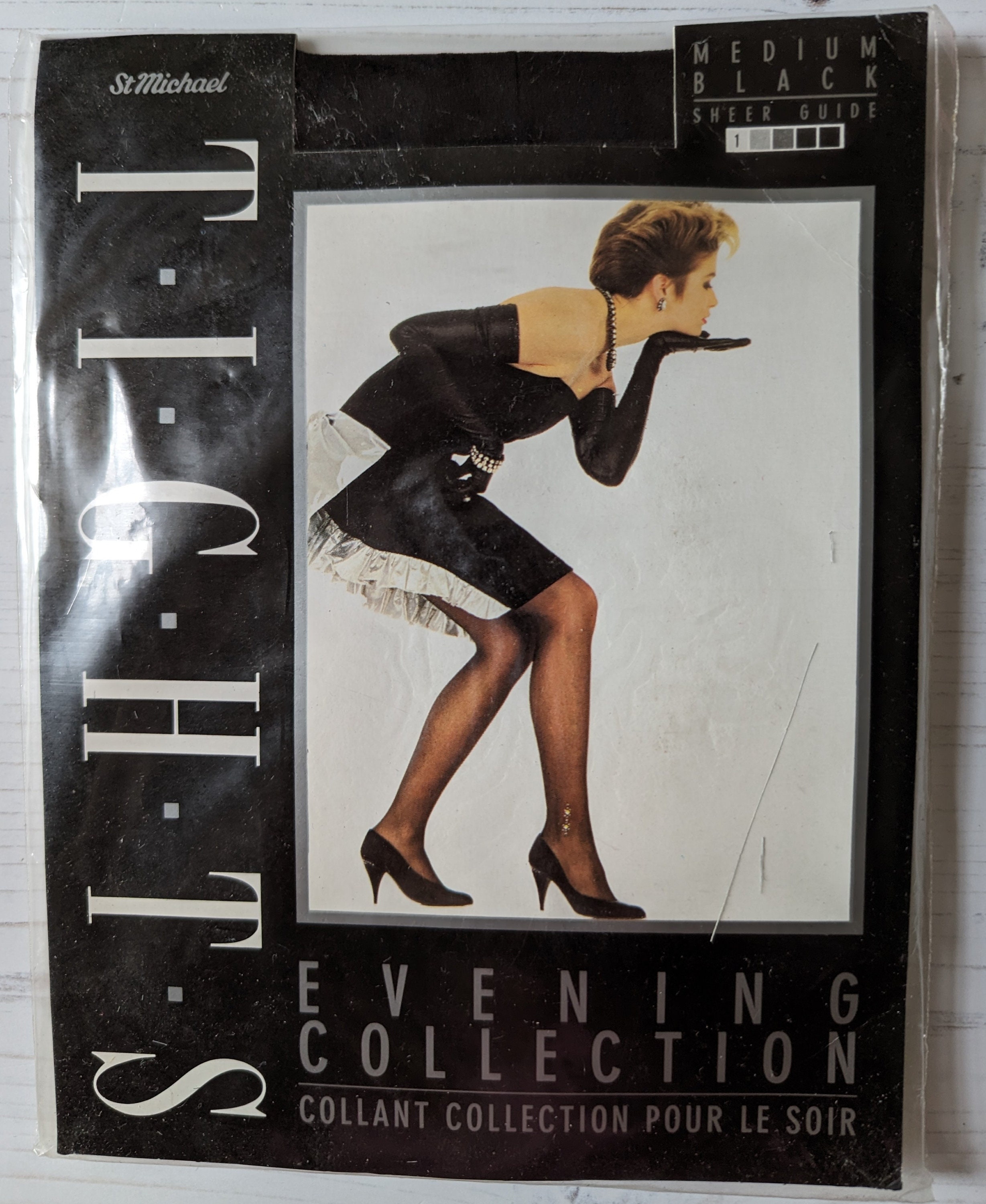 Vintage 1980s St Michael marks and Spencer Black Decorated Evening ...