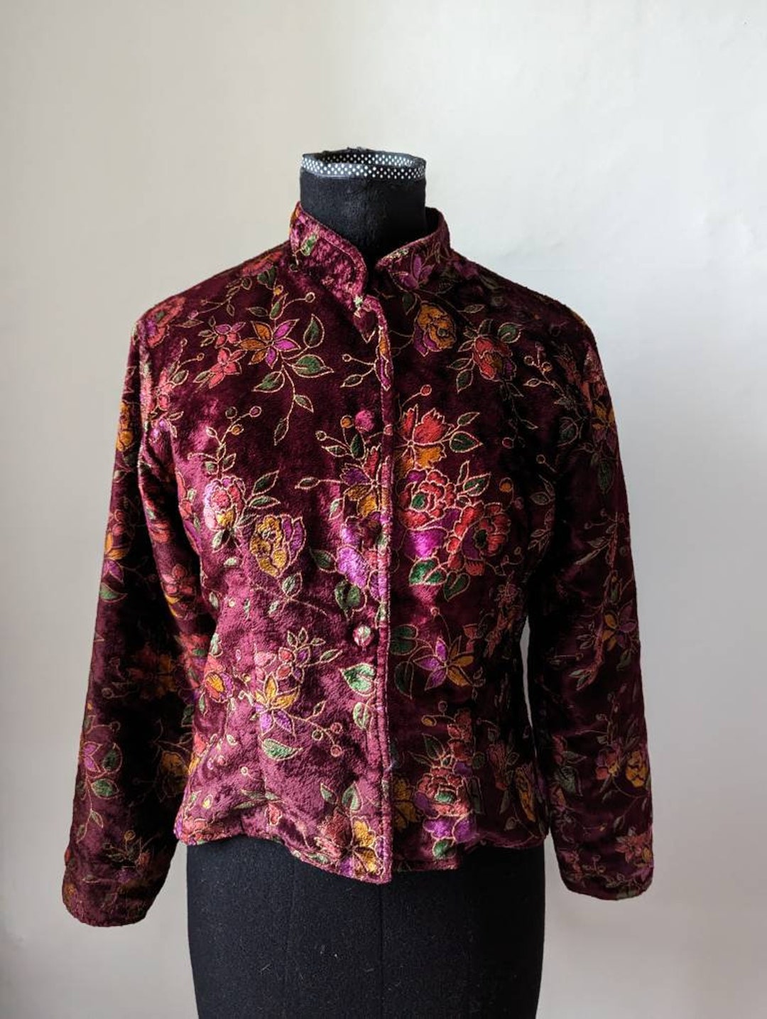 Choux Vintage Multi-coloured Floral Chinese Style Button-up Jacket ...