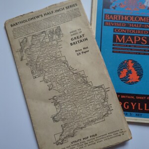 Bartholomew's Vintage Maps Revised Half-inch Contoured Paper Maps 1940s ...
